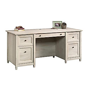 Sauder Edge Water Executive Desk, L: 65.12" x W: 29.53" x H: 29.37", Chalked Chestnut finish