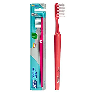 TEPE Denture Care Denture Brush, Adult Denture-Cleaner Toothbrush for Full or Partial Dentures