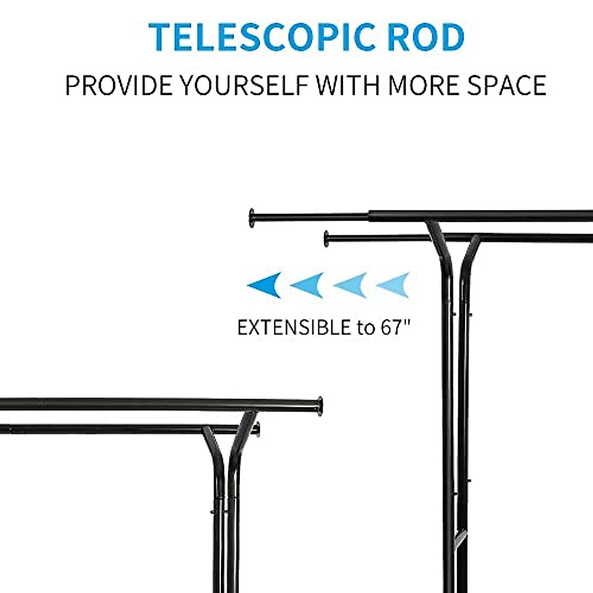 Fishat Heavy Duty Double Rod Clothing Garment Rack for Hanging Clothes, Commercial Metal Rolling Clothes Organizer on Lockable Wheels for Men Coats, Dresses, Dorm Bedroom Home Balcony (Black)