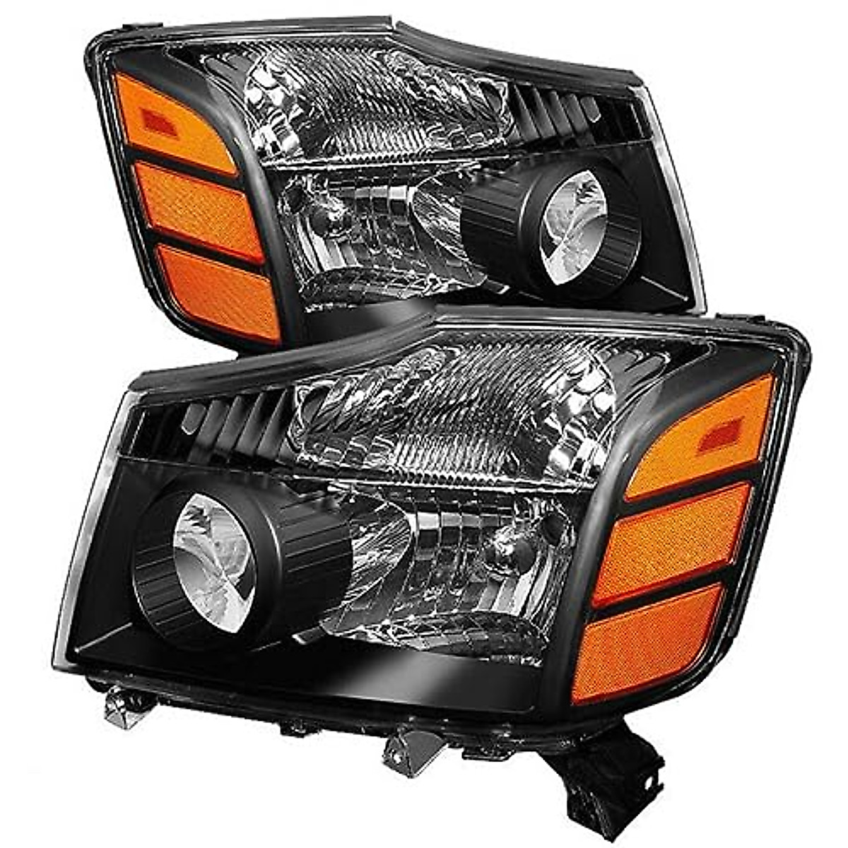 HDOZTOJI 2pcs Headlight Front Left Right Driver Passenger Side Clear Lens Housing Extended Headlights for Nissan for Armada 2005-2007 for Pathfinder Armada 2004 for Titan 2004-2015