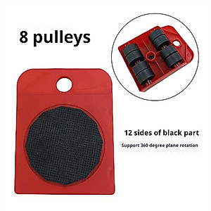 Furniture Lift Mover Tool Set,Furniture Lift Mover Tool Set, Heavy Duty Furniture Lifter Tool with Wheels, Furniture Movers Slides Kit, Moving Rollers for Heavy Furniture, for Hardwood Floors (red)