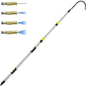 Buyplus Gutter Cleaning Wand - 12FT Telescoping Gutter Cleaners from The Ground, Gutter Cleaning Tools for Garden Hose Attachment, 20 Feet High Reach Gutter Cleaning Pole Kit