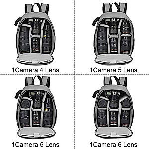 CADeN Camera Backpack Bag Professional for DSLR/SLR Mirrorless Camera Waterproof, Camera Case Compatible for Sony Canon Nikon Camera and Lens Tripod Accessories Gray