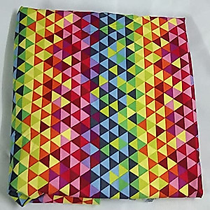 PUMCRAFT Sewing Fabric 100% Cotton Fabric Rainbow Color Colorful Geometry Triangle Printed Sewing Cloth Dress Clothing Textile Tissue - 50cm Fabric Patchwork Craft