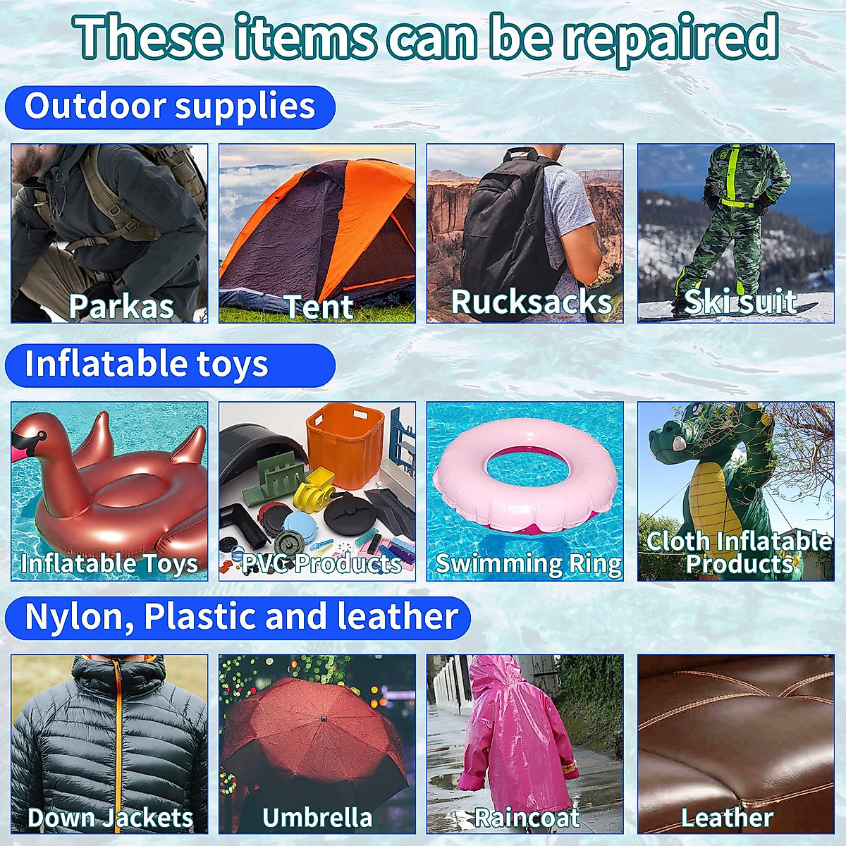 Inflatable Patch Repair Kit Waterproof, Large TPU Pool Repair Patch, 3.5 X 6Pcs Outdoor Repair Patch for Bounce House, Raincoat, Umbrella, Swimming Ring, Clear, Heavy Duty