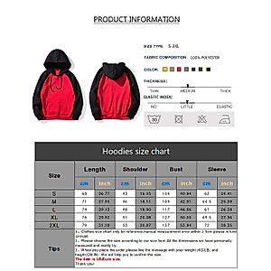 DUOFIER Men Pullover Fleece Hoodie Top Lightweight Long-Sleeve Hooded Sweatshirt, Red-L