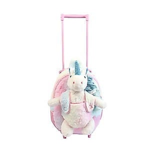 Funday Long Hair Unicorn Kids Backpack with Removable Wheel backpack for girls and boys