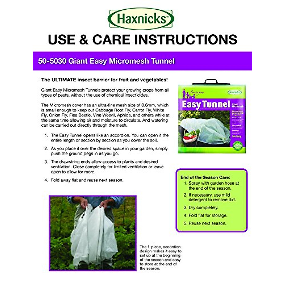 Tierra Garden 50-5030 Haxnicks Easy Micromesh Tunnel Garden Cloche, Giant