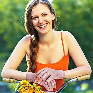 SATINIOR 4 Pairs Women Sunscreen Fingerless Gloves UV Protection Gloves Summer Sunblock Gloves for Driving, Medium(Round Dot)