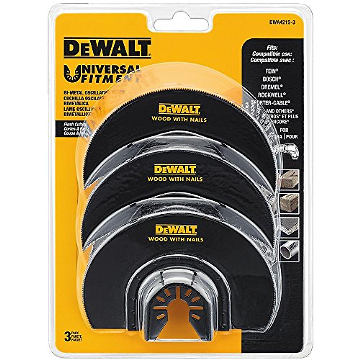DEWALT Oscillating Tool Blades, Flush Cut, 3-Pack (DWA4212-3)