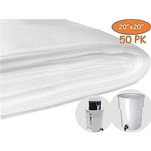 (50 Pack) Commercial Cold Brew Coffee Filters, 20" x 20" For Commercial Model Cold Brew Coffee Makers and 5-Gallon Commercial Systems