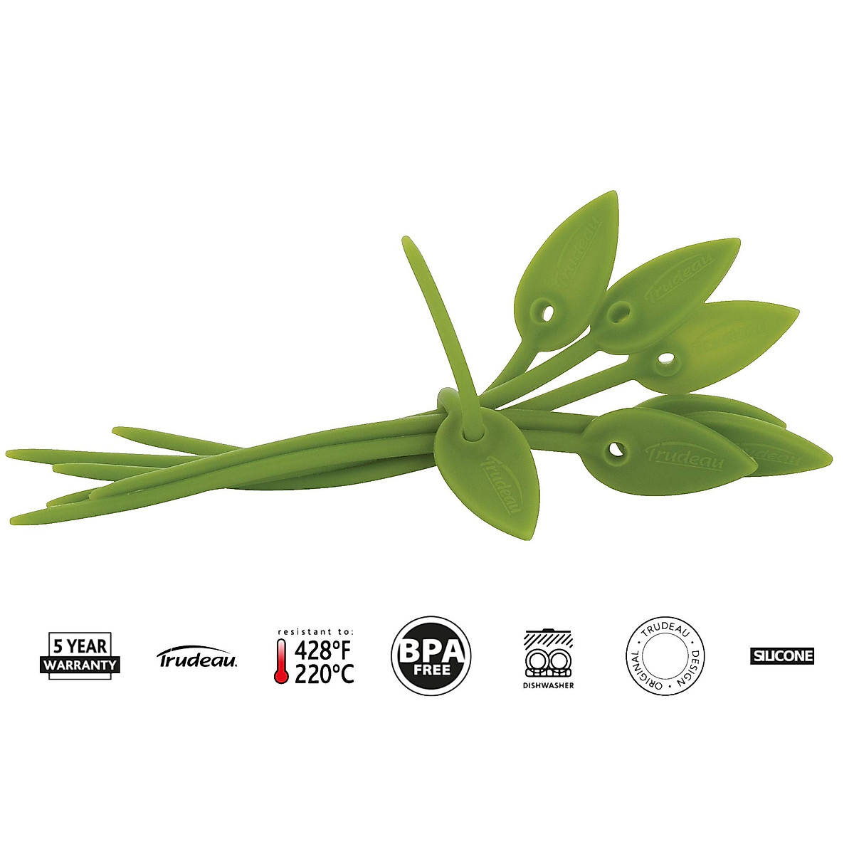 Trudeau Silicone 8Ct, 8 CT Tie Wraps, Green