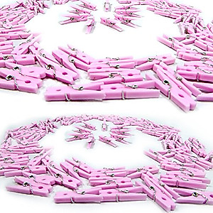 Mini Pink Clothespins | 100 Pack 1.25" Inch Clothes Pins Plastic Baby Shower Favors | Party Game Scatter Decorations | DIY Baby Girl Gender Reveal Parties | by Anapoliz