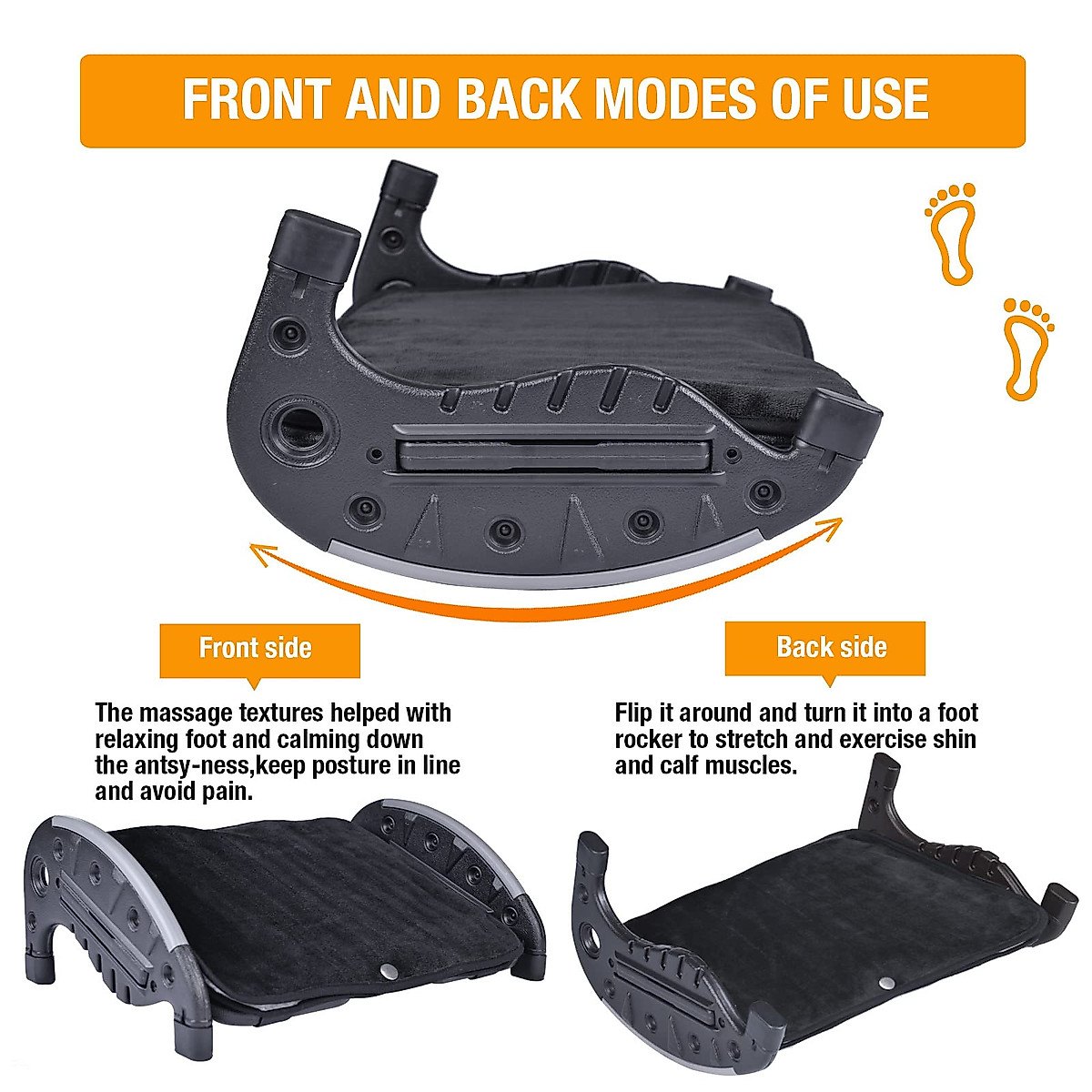 Scalebeard Rocking Foot Rest for Under Desk at Work,Two Mode of Use Footrest with Removable Warmer Feet Pocket for Home,Office,Gaming,Computer,Ergonomic Foot Stool with Massaging Beads for All Seasons