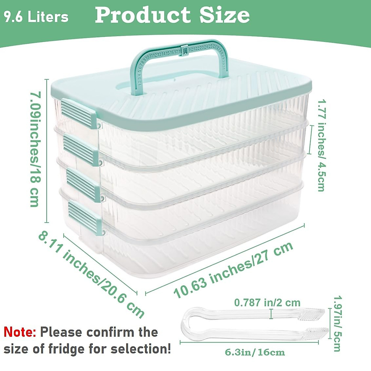 Food Storage Containers, Deli Meat Container for Fridge with Tong Cookie Containers with Lids Airtight Dumplings Freezer Containers for Deli Meat, Seafood, Dumplings, Cheese and Cookies (4 layer)