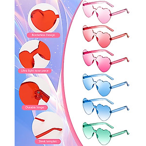 GCQJOQ 2 Pairs Heart Sunglasses for Women, Blue Heart Glasses for Party Favor