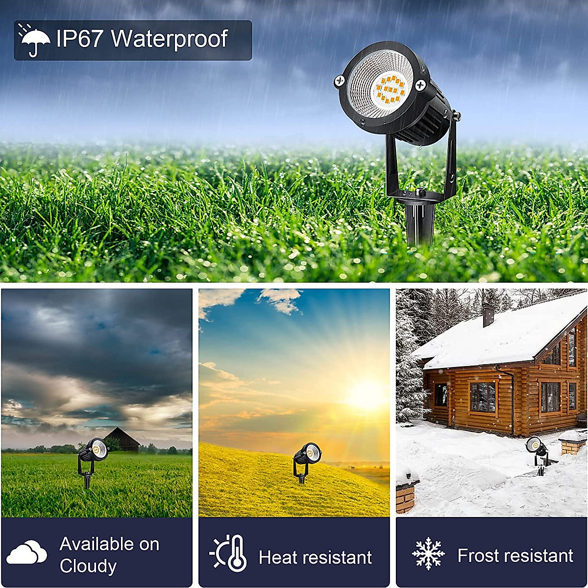 HISTRIP LED Landscape Lights, 7W Low Voltage Outdoor Lights with Wide Range Landscape Lighting, 60,000 Hours Lifespan IP67 Waterproof Landscape Light Withstands Rain, Snow, Thick Fog (12Pack)