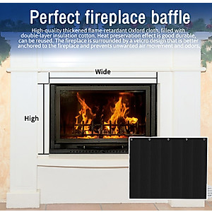 39 x 32 Inch Fireplace Blocker Blanket- Self-Adhesive Fireplace Draft Stoppers for Save Energy- Fireplace Cover with Hook and Loop Tapes Stops Overnight Heat Loss