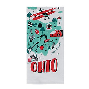 3 Piece State Of Ohio Retro Road Trip Decorative Kitchen Bundle, 2 Dish Towels and Pocket Mitt