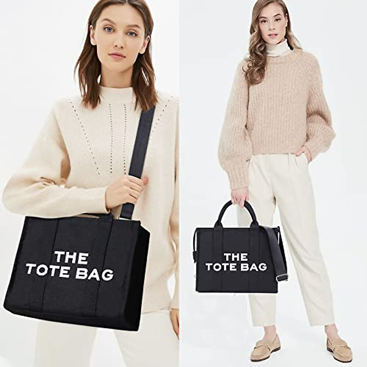 JQWSVE Canvas Tote Bags for Women Handbag Tote Purse with Zipper Canvas Crossbody Bag for Office, Travel, School