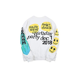 Arnodefrance Men It’t My Birthday Sweatshirts Graphic Printing Hip Hop Rapper Sweatshirt Cotton Long Sleeve Pullover White