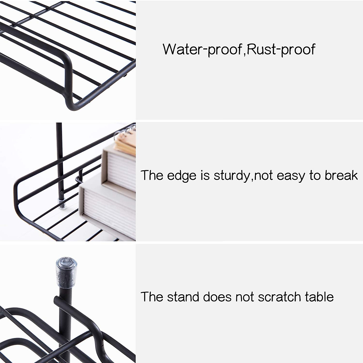 2 Tier Cabinet Organizer, Lainrrew Stackable Under Sink Organizer Mesh Basket Under the Sink Storage Organizer Shelves Rack for Home, Kitchen, Bathroom, Countertop (Black)