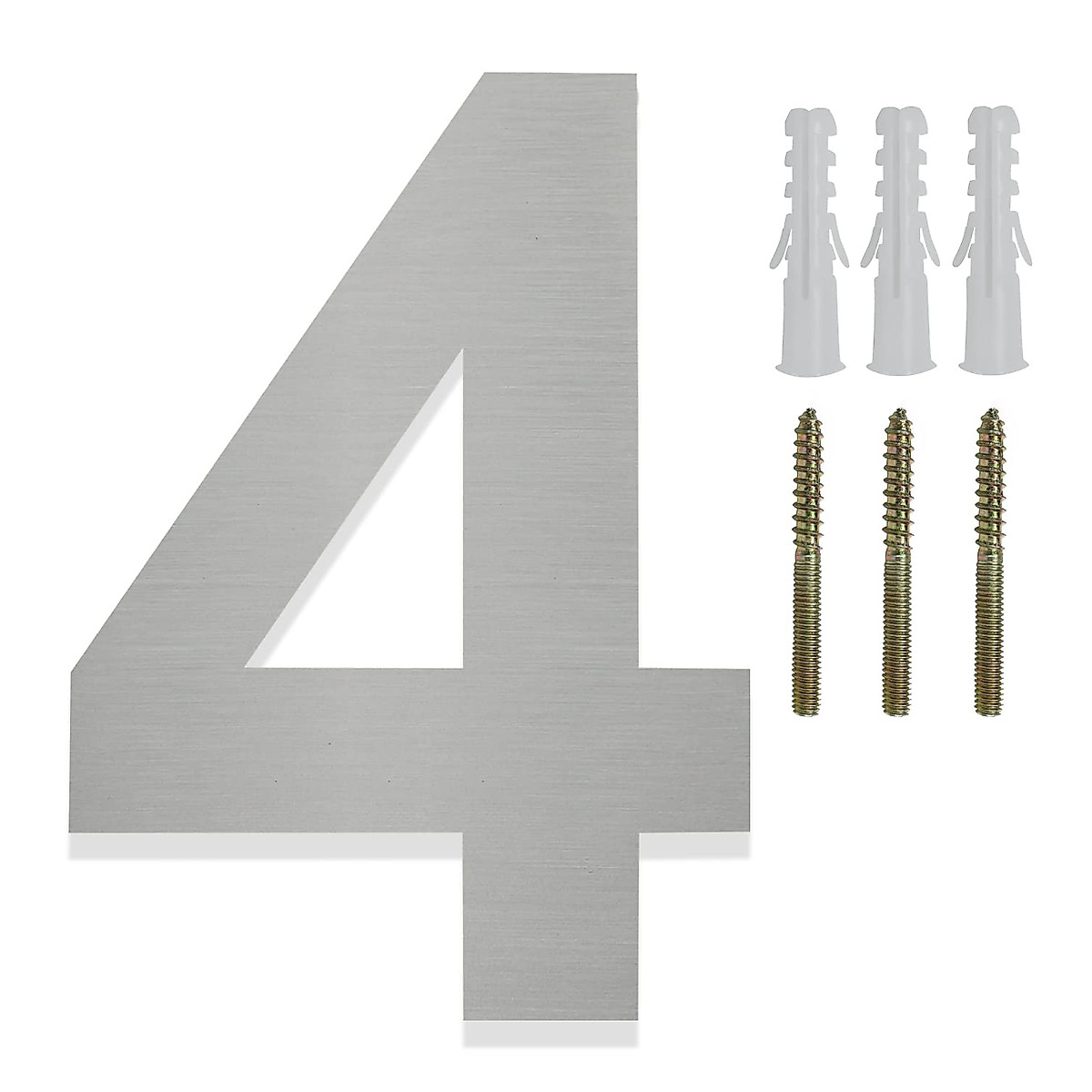 Fitous 6 inch Floating House Number For Outside, Stainless Steel Metal Modern Address Sign Numbers for Mailbox,Home Door,Warehouse Silver Number 4