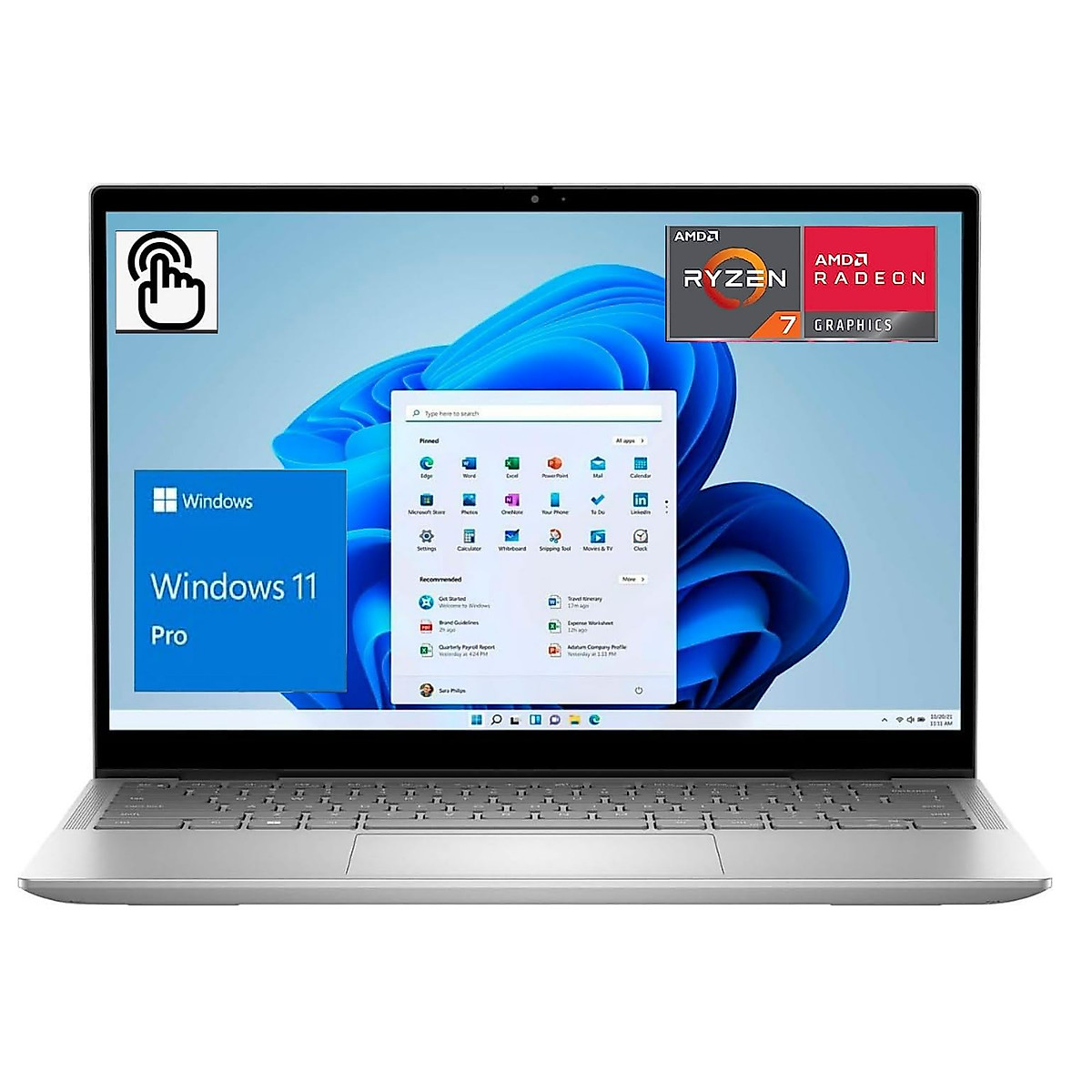 Dell 2023 Inspiron 14 5425 Business Laptop, AMD Ryzen 7 5825U, 14-inch 16:10 FHD+ (1920 x 1200) Touchscreen Display, Win 11 Pro, AMD Radeon Graphics, Backlit, Platinum Silver (16G RAM, 512GB SSD)