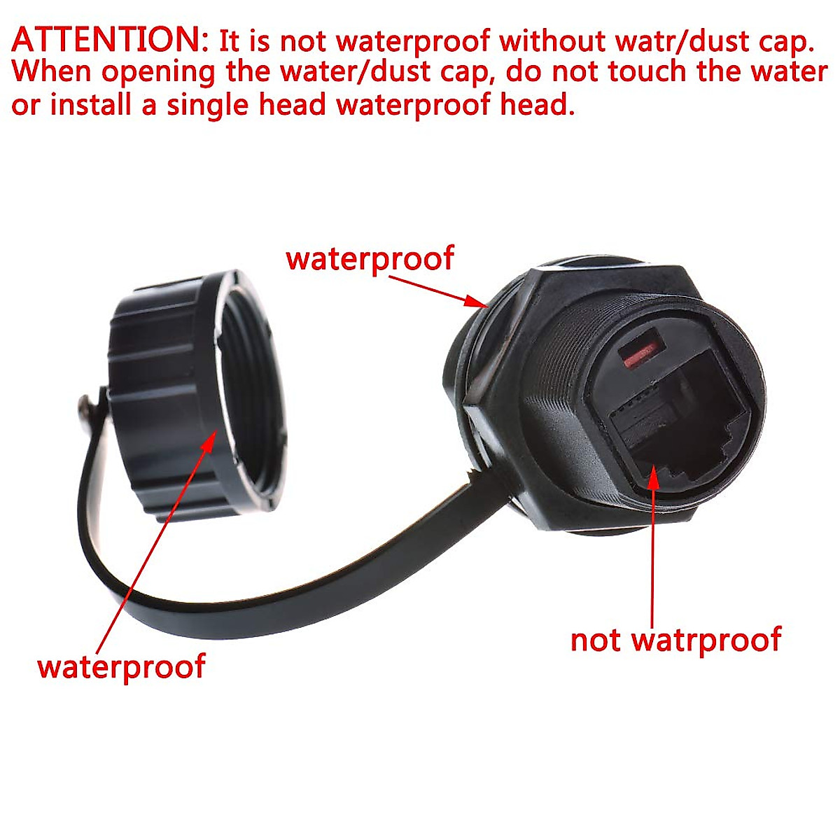 Anmbest 5PCS Panel Mounting RJ45 Waterproof Cat5/5e/6 8P8C Connector Ethernet LAN Cable Connector Double Head Coupler Adapter Female to Female with Waterproof/Dust Cap