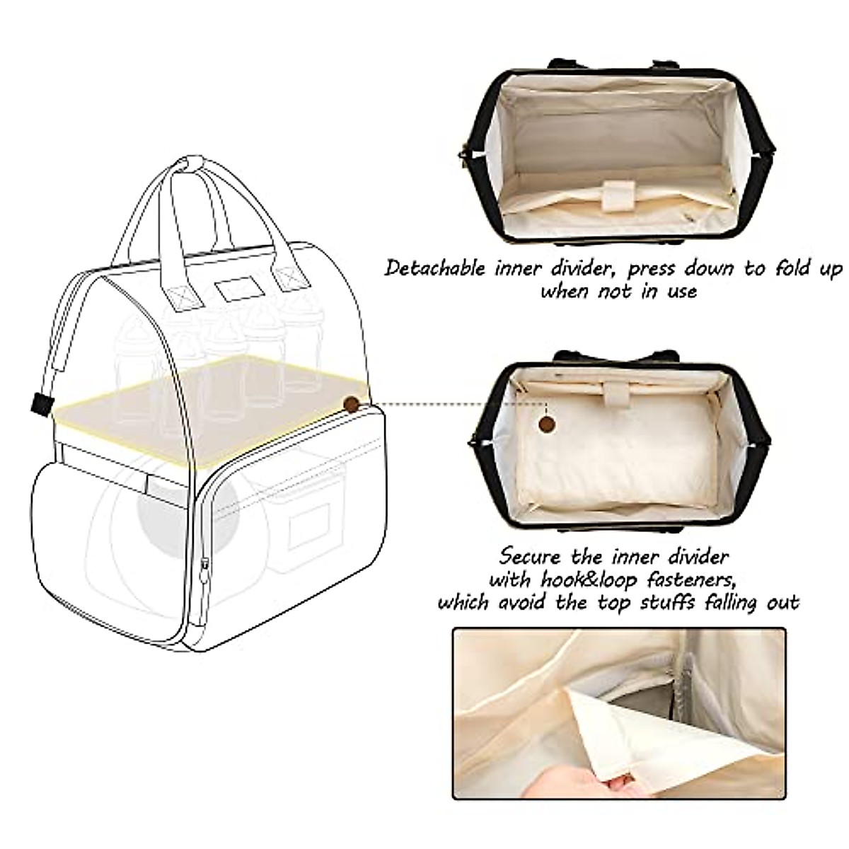 CURMIO Breast Pump Bag Backpack Compatible for Spectra S1, S2, Medela, Pumping Tote with Compartment for Cooler Bag, with Padded Laptop Sleeve for Working Moms, Black