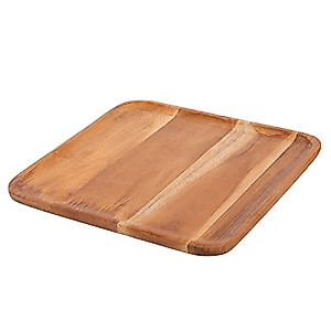 GoCraft Square Wooden Serving Platter | Teak Wood Platter, Serve Board | Charcuterie Platter - 10"