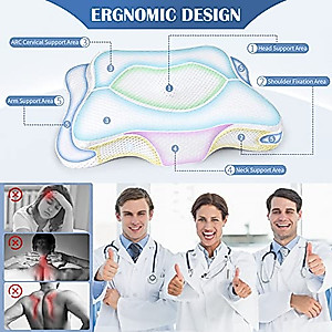 Cervical Pillow for Neck Pain Relief, Contour Memory Foam Pillows for Sleeping, Ergonomic Orthopedic Neck Support Pillow for Side, Back, Stomach Sleepers, Neck Pillow with Breathable Pillowcase, White