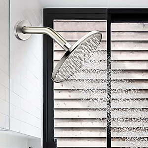 123815BN Replacement For Moen 8 Inches Anti-leakage Ceiling Wall Mounted Bend Accessories-Basic Shower Arm and Flanged,Made of Solid Brass,Brushed Nickel