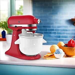 GLINK Ice Cream Maker Attachment for KitchenAid Stand Mixer, Compatible with Kitchenaid 4.5-5Qt Stand Mixer and 5-6Qt Bowl-Lif, 2-Quart Frozen Yogurt/Ice Cream/Sorbet Gelato Maker