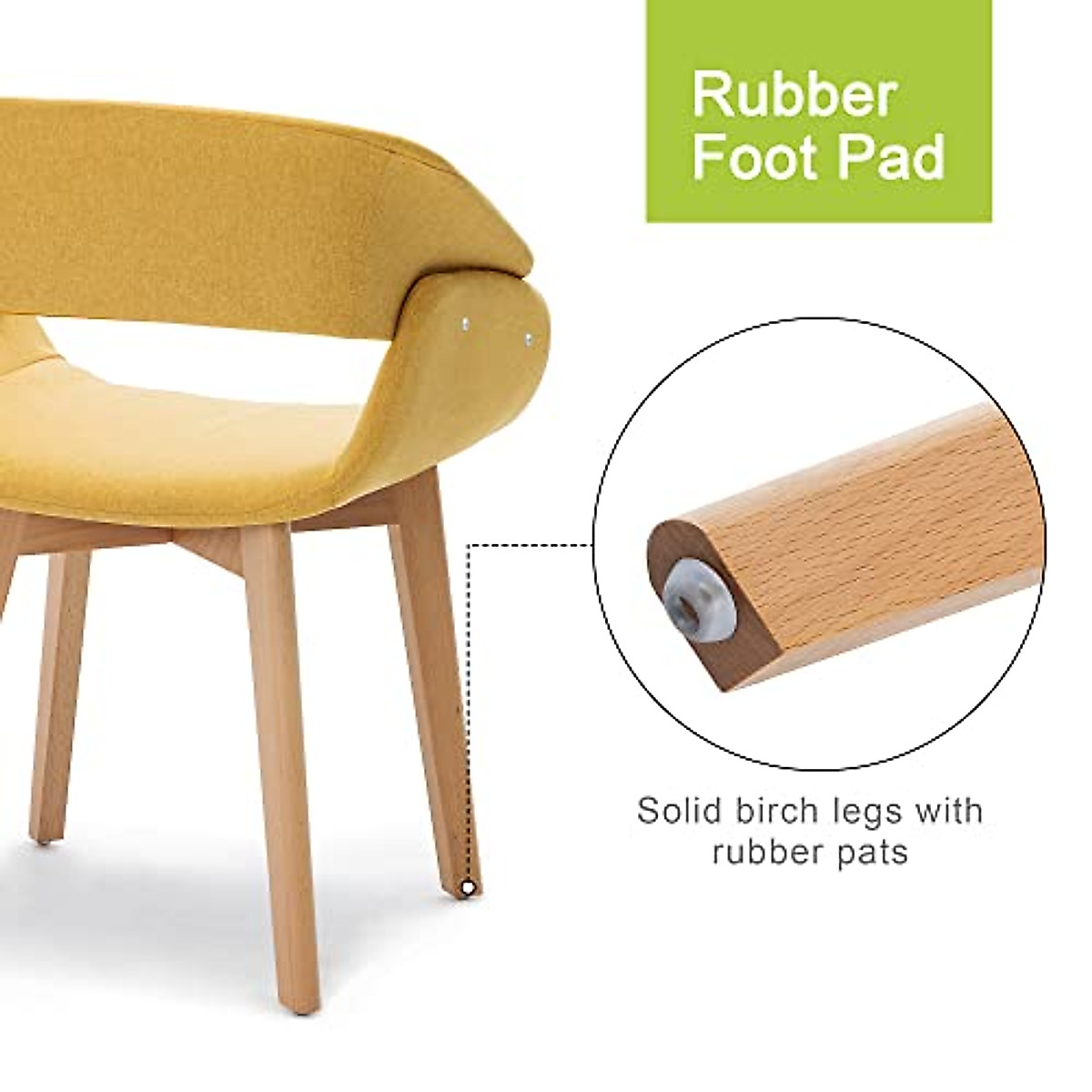 ivinta Small Dining Table Set for 2, Round Glass Dining Table with Two Yellow Upholstered Fabric Chairs, 3 Pieces Dining Table Set for Apartment, Kitchen, Dining Room, Patio Dining Set (Yellow)…