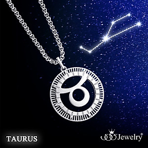 555Jewelry Stainless Steel Taurus Necklace for Wife, Horoscope Constellation Necklaces for Women ‎& Ladies, Zodiac Sign Pendant for Men, Astrology Necklace for Her, 18 Inch, Silver
