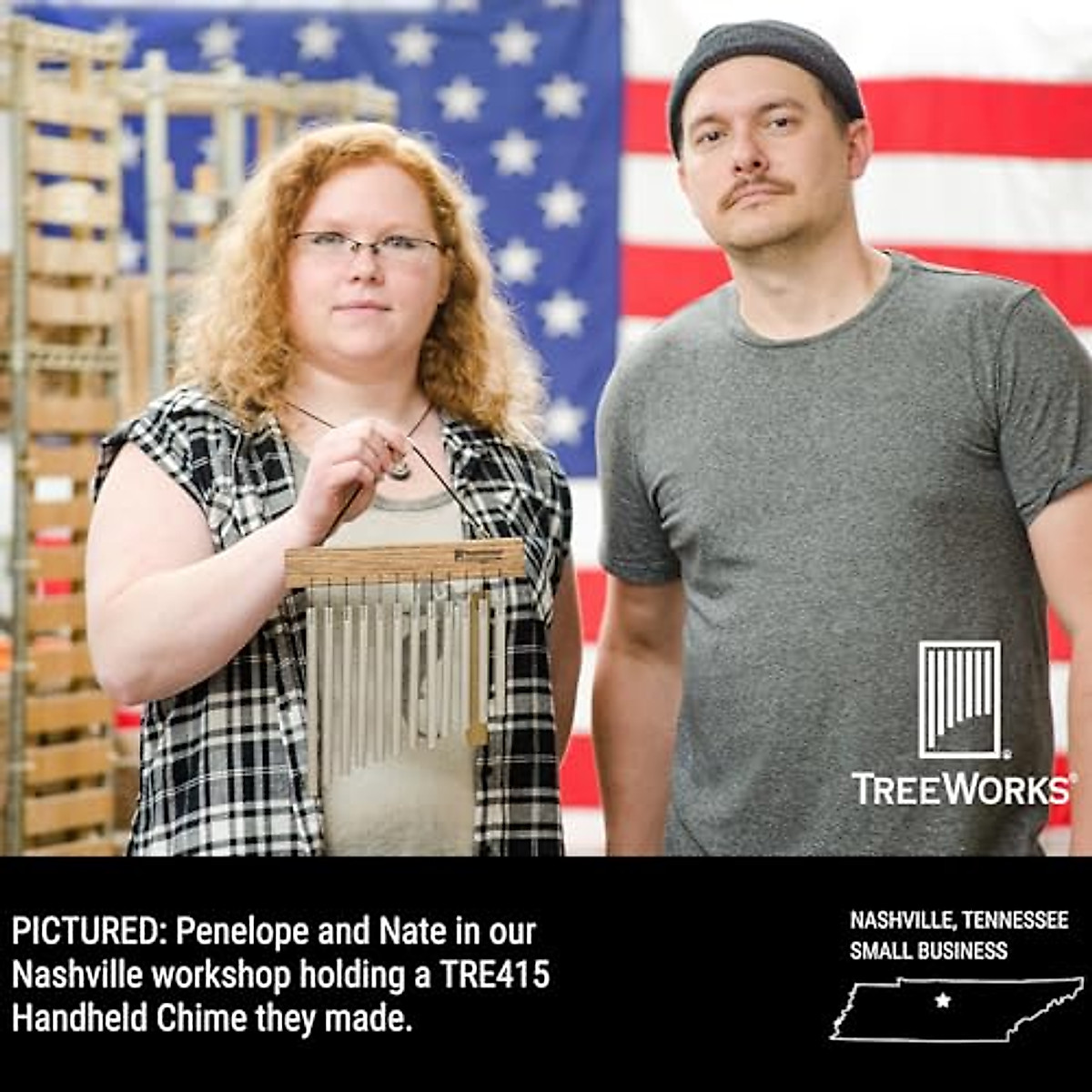 TreeWorks Chimes Handheld Single Row Bar Chimes Percussion Instrument — Made in U.S.A. (TRE415)