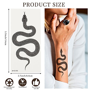22 Sheets Realistic Snake Temporary Tattoos 3D Tribal Serpent Tattoos Floral Swords Snake Fake Tattoos Waterproof Snake Tattoo Stickers for Women Men Adults Kids Face Arm Leg Body Art