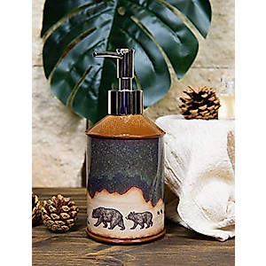 Ebros Rustic Forest Bear Country Family Mother And Cub Leaving Pawprint Trail Bathroom Accent Western Decorative Accessories For Cabin Lodge Farmhouse (Liquid Soap Or Lotion Pump Dispenser)