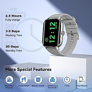 BJNAAL Smart Watch for Android Phones iPhone Compatible & Purple Watch Strap Bundle