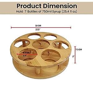 7 Bottles Capacity Coffee Syrup Rack- Rotating Syrup Bottle Holder Organizer- Kitchen Rack and Cobinet- Tabletop Freestanding Wine Rack- Lazy Susan for Bottle of Wine, Oil, Sauce, Alcohol