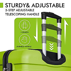 AnyZip Luggage PC ABS Hardside Lightweight Suitcase with 4 Universal Wheels TSA Lock Checked-Medium 24 Inch Apple Green