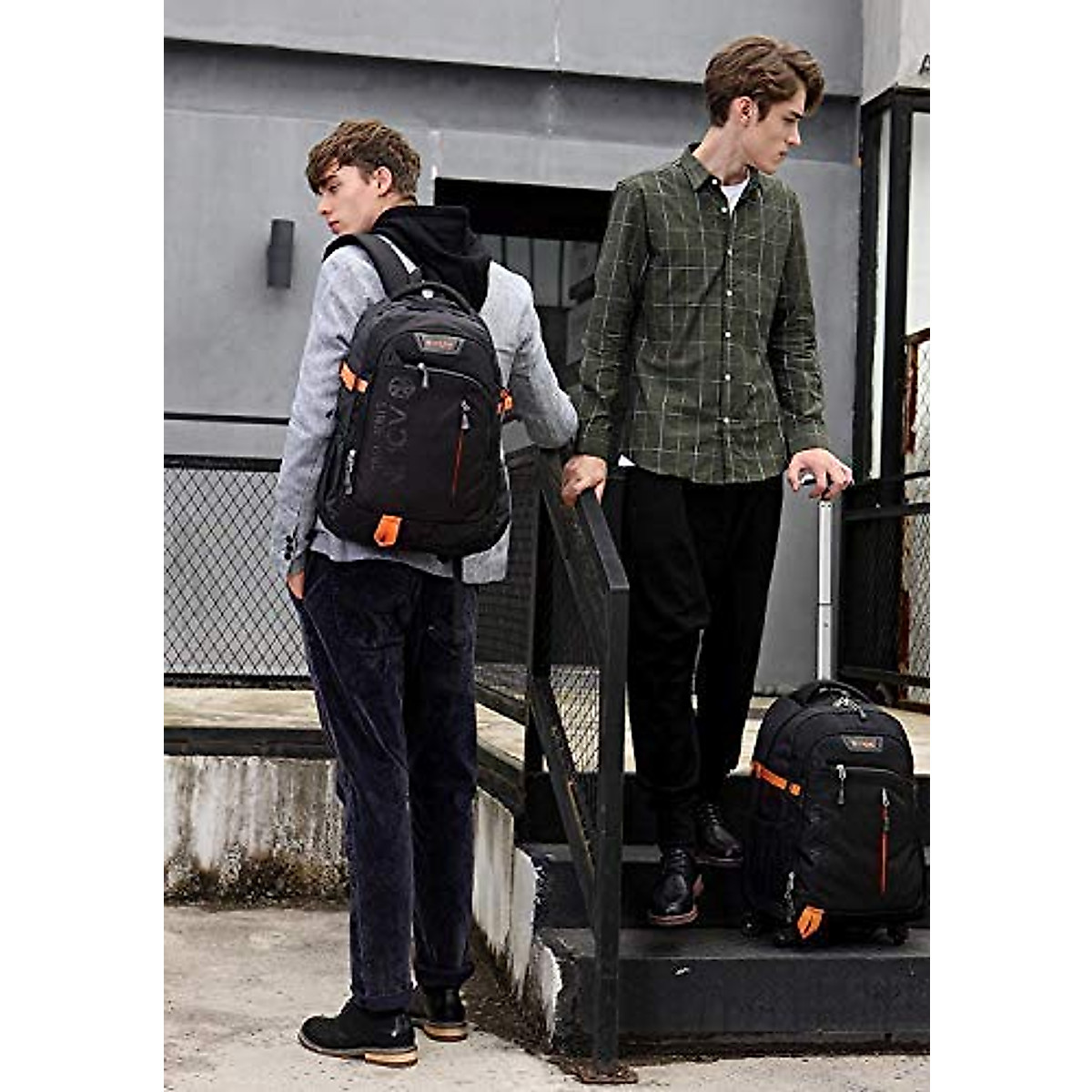 AOKING 20/22 ″ Water Resistant Rolling Wheeled Backpack Laptop Compartment Bag(22 inch, Black)