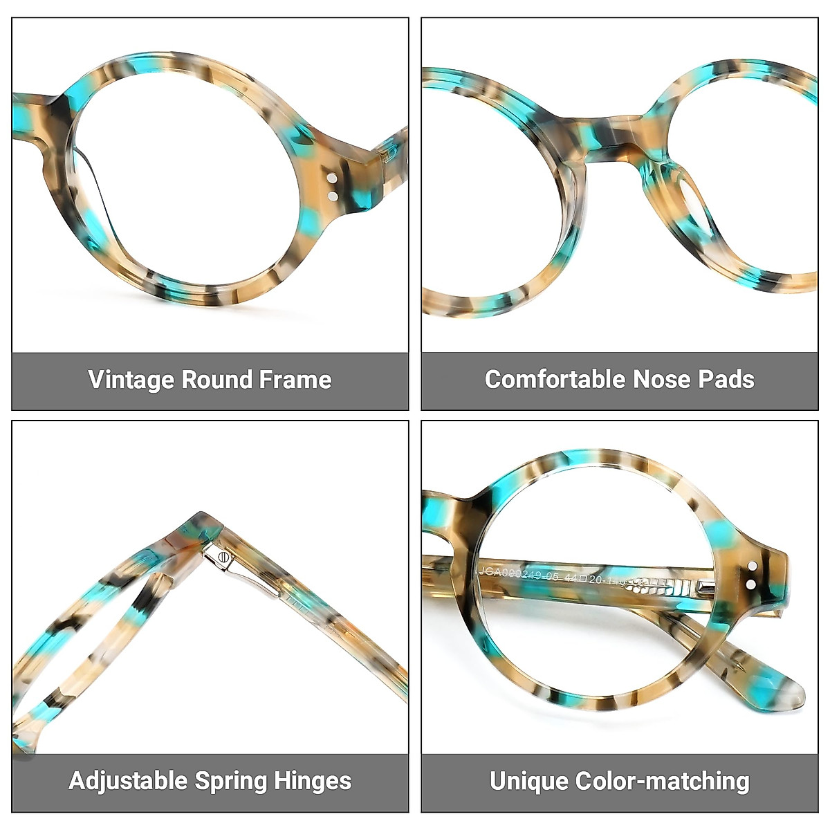 Zeelool Retro Round Blue Light Blocking Glasses for Women Men ZJGA000249-05B Flower
