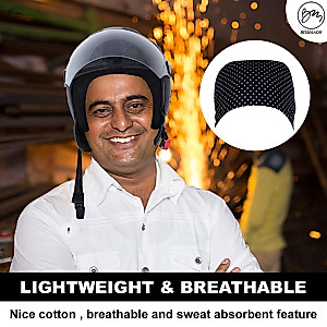 BISMAADH Bamboo Cotton Polka Dot Printed Patka Durag Headcover Skull Cap (Black)