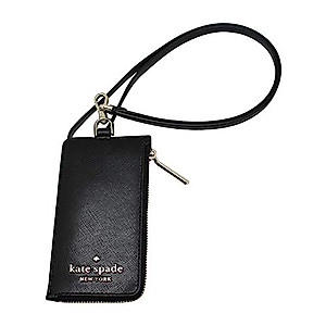 Kate Spade New York Leather Card Case Staci Lanyard Card Holder Black