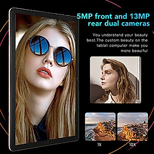 4G LTE Tablet, 5MP Front 13MP Rear 8GB 128GB 1920x1200 Resolution AU Plug 100-240V 10.1 Inch Tablet 8 Core CPU for Android 11.0 for Learning (Gold)