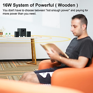 OROW S211 New USB-Powered 2.1 Multimedia Speakers System with Subwoofer,16W Computer Speakers,Strong Bass,3.5mm Audio Inputs,Great for PC/PS4/TV (Wooden)