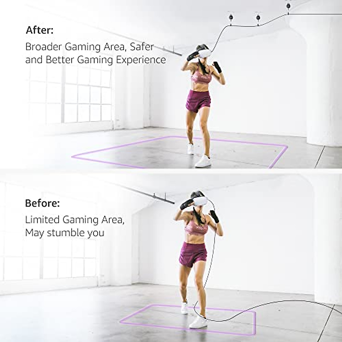 [Pro Version] KIWI design VR Cable Management, 6 Packs Pulley System fits Quest/Rift S/Valve Index/HTC Vive/Vive Pro/HP Reverb G2/PSVR/PS VR2 Accessories, Compatible with Quest 2 Link