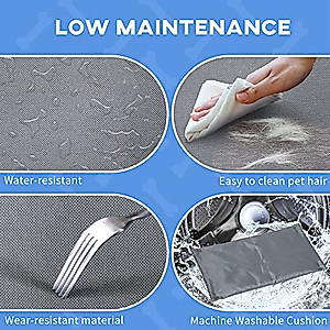 PawHut Raised Pet Bed Wooden Frame Dog Cot with Washable Cushion for Small Medium Sized Dogs Indoor Outdoor, 35.5" x 20" x 11"